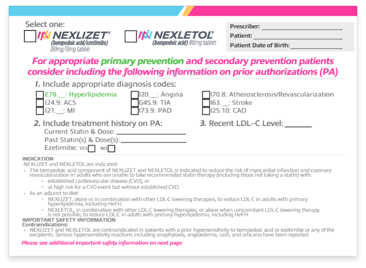 NEXLIZET® & NEXLETOL® Patient Access Support HCP Info